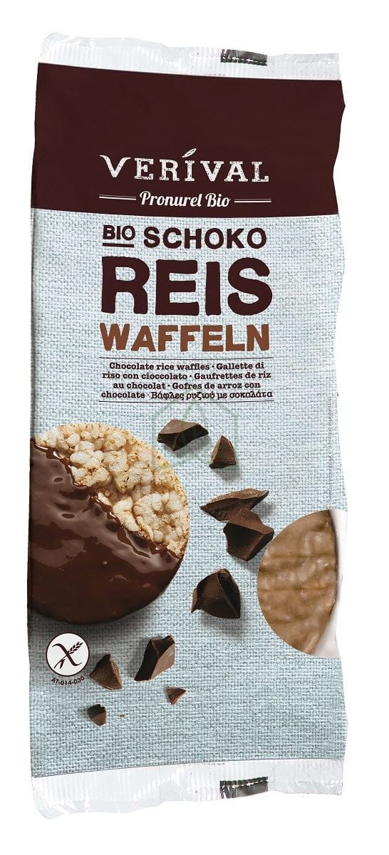 Wafle Ryżowe z Polewą Czekoladową Bezglutenowe BIO 100 g Verival